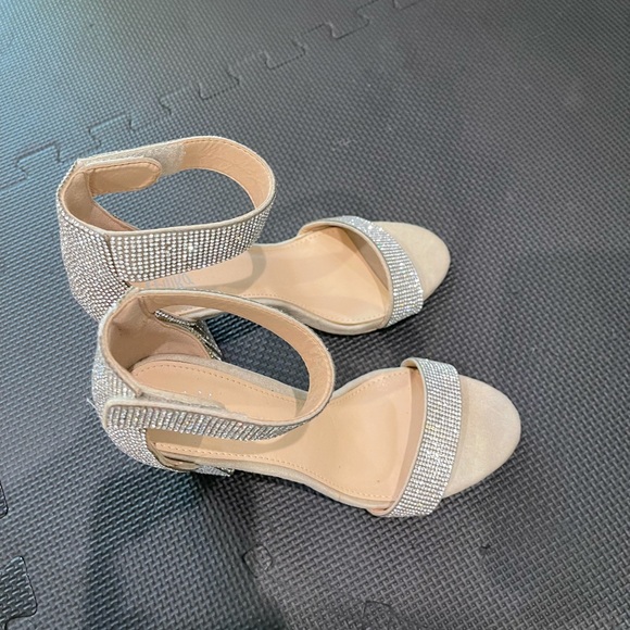 Adika | Shoes | Sparkly Nude Block Heels | Poshmark